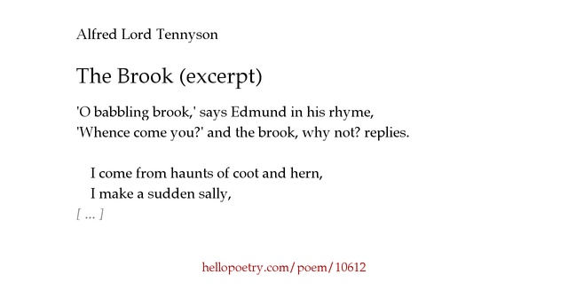 The Brook (excerpt) by Alfred Lord Tennyson - Hello Poetry