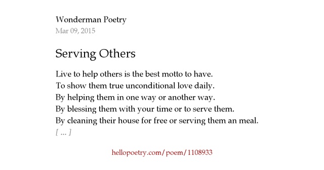 Serving Others by Eddie Starr Love Poetry - Hello Poetry