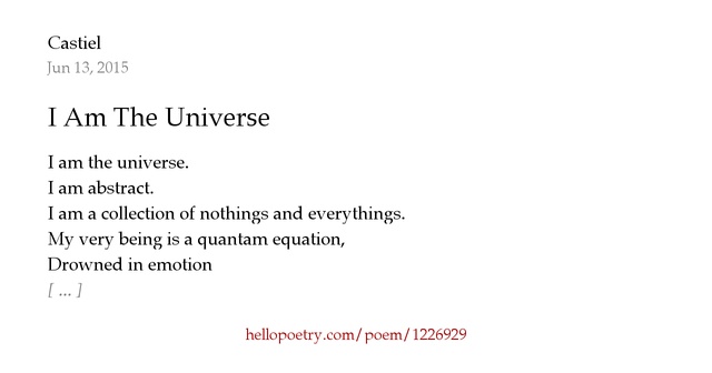 I Am The Universe by Castiel - Hello Poetry