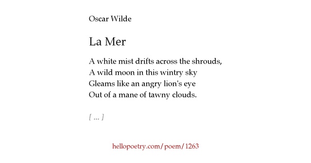 La Mer by Oscar Wilde - Hello Poetry