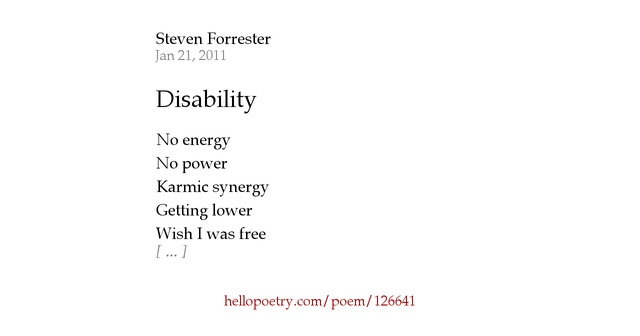 Disability by Steven Forrester - Hello Poetry