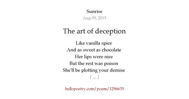The art of deception by Knights - Hello Poetry