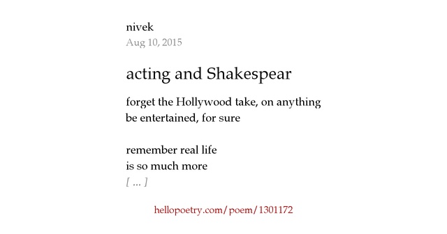 acting and Shakespear by nivek - Hello Poetry