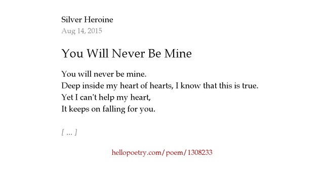 You Will Never Be Mine by Beautiful Ruins - Hello Poetry