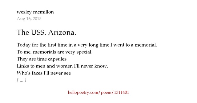 The USS. Arizona. by wesley mcmillon - Hello Poetry