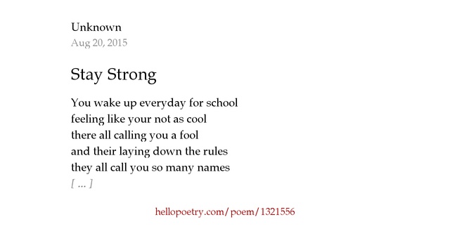 Stay Strong by Unknown - Hello Poetry
