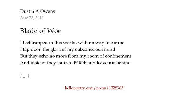 Blade of Woe by Dustin A Owens - Hello Poetry