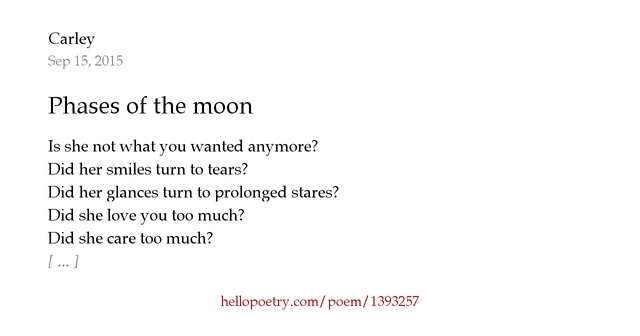 Phases of the moon by Carley - Hello Poetry