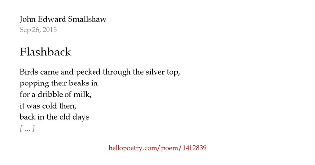 Flashback by John Edward Smallshaw - Hello Poetry