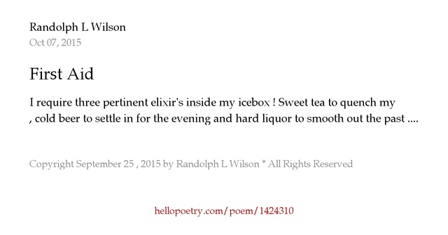 First Aid by Randolph L Wilson - Hello Poetry