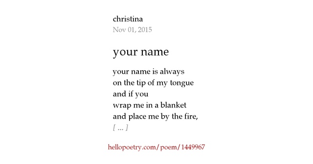 your name by chris - Hello Poetry