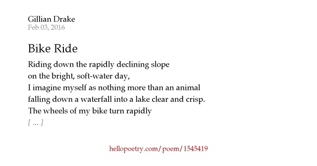 Bike Ride by Gillian Drake - Hello Poetry