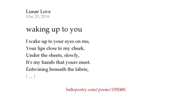 waking up to you by Lunar Love - Hello Poetry