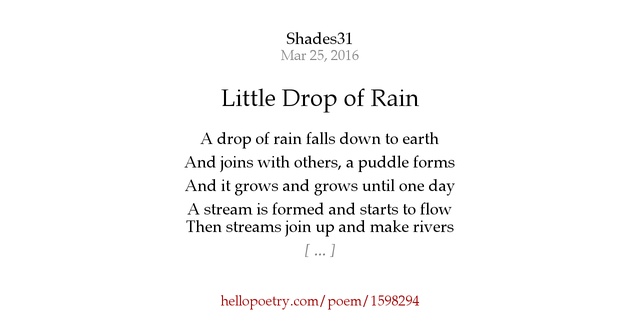 Little Drop of Rain by Shades31 - Hello Poetry