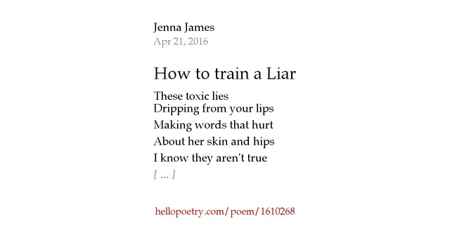 How to train a Liar by Jenna James - Hello Poetry