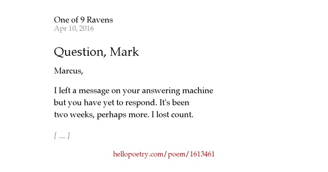Question, Mark by Alexander Coy - Hello Poetry