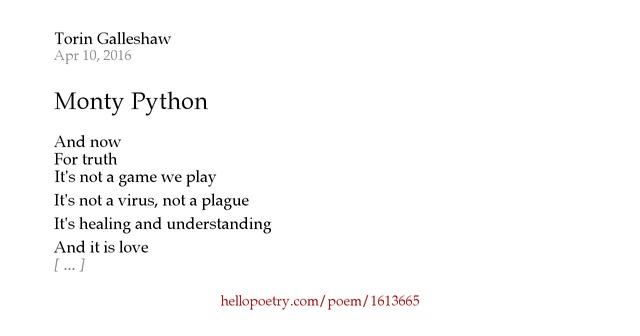Monty Python by Torin Galleshaw - Hello Poetry