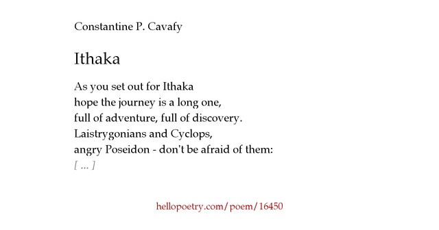 Ithaka by Constantine P. Cavafy - Hello Poetry