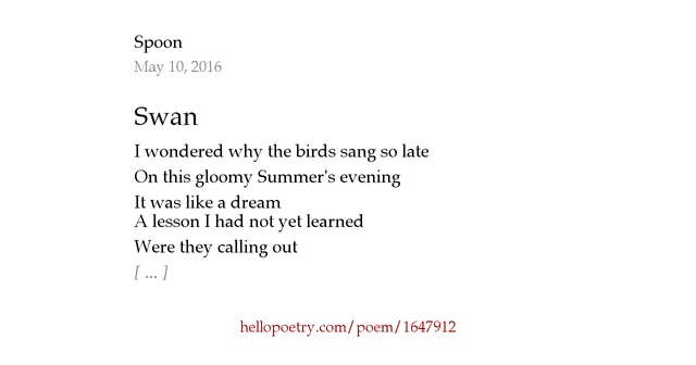 Swan by Emma - Hello Poetry