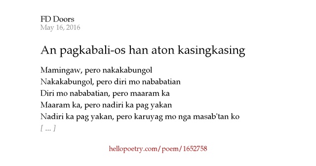 An pagkabali-os han aton kasingkasing by FD Doors - Hello Poetry