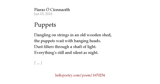 Puppets by Píaras Ó Cíonnaoíth - Hello Poetry
