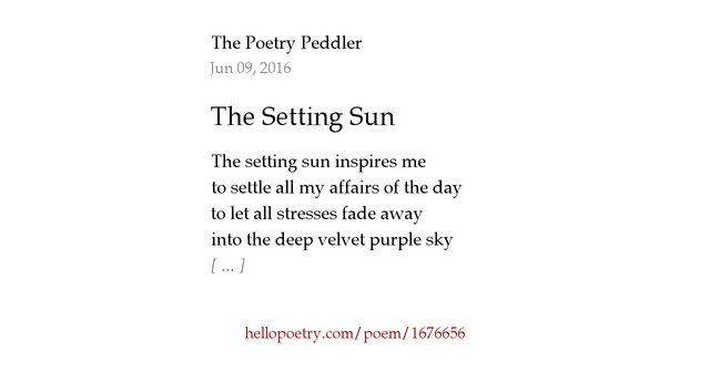 The Setting Sun by The Poetry Peddler - Hello Poetry