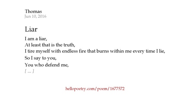 Liar by Thomas - Hello Poetry