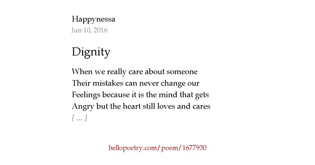 Dignity by Happynessa - Hello Poetry