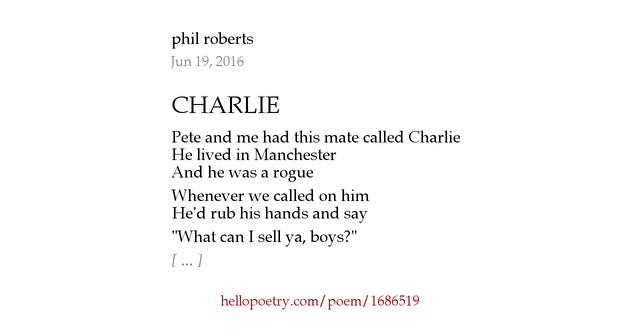 CHARLIE by phil roberts - Hello Poetry