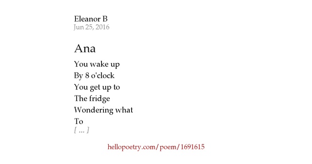 Ana by Eleanor B - Hello Poetry
