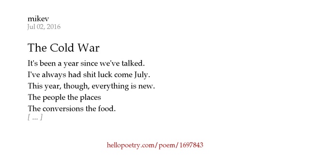 The Cold War by mikev - Hello Poetry