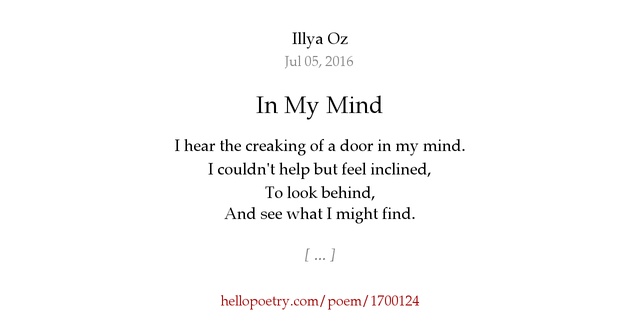 In My Mind by Illya Oz - Hello Poetry