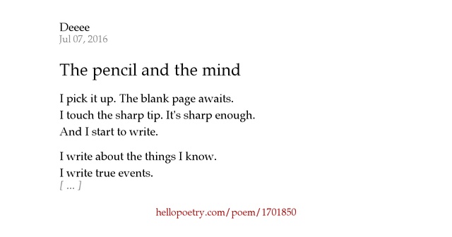 The pencil and the mind by Deeee - Hello Poetry