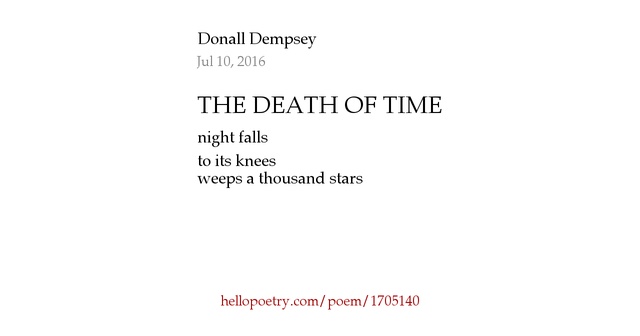 THE DEATH OF TIME by Donall Dempsey - Hello Poetry