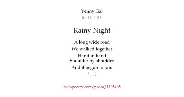 Rainy Night by Yenny Gal - Hello Poetry