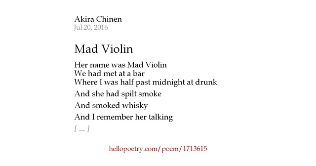 Mad Violin by Akira Chinen - Hello Poetry