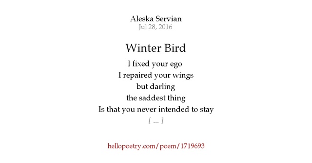 Winter Bird by Aleska Servian - Hello Poetry