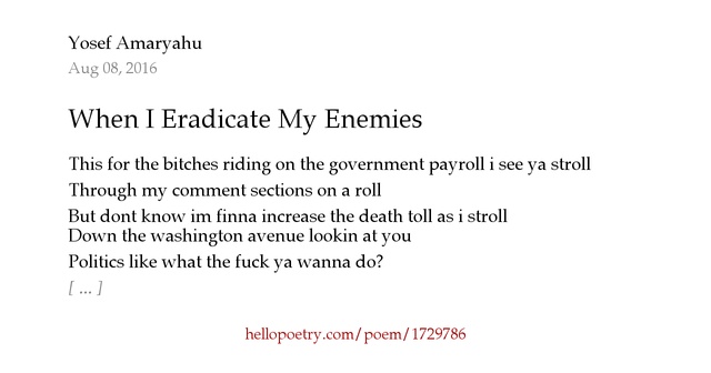 When I Eradicate My Enemies by Yosef Amaryahu - Hello Poetry
