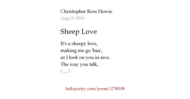 Sheep Love by Christopher Ross Howie - Hello Poetry