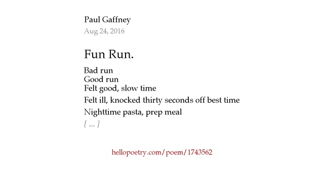 Fun Run. by Gaffer - Hello Poetry