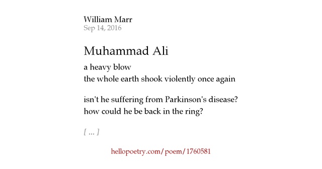 Muhammad Ali by William Marr - Hello Poetry