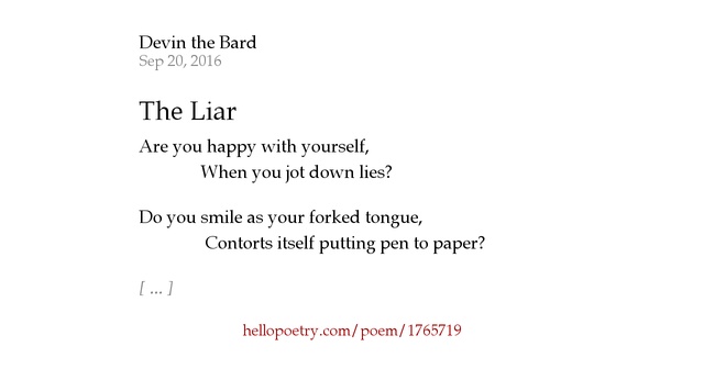 The Liar by Devin Ortiz - Hello Poetry