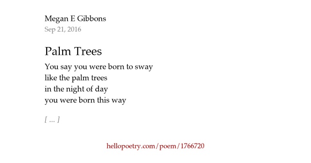 Palm Trees by Megan E Gibbons - Hello Poetry