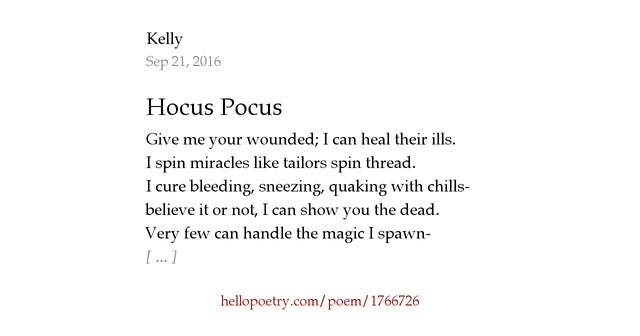 Hocus Pocus by Kelly - Hello Poetry