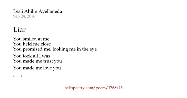 Liar by Avellaneda Lesli - Hello Poetry