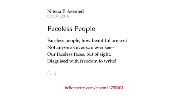 Faceless People by Nitsua Asemed - Hello Poetry