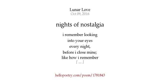 nights of nostalgia by Lunar Love - Hello Poetry