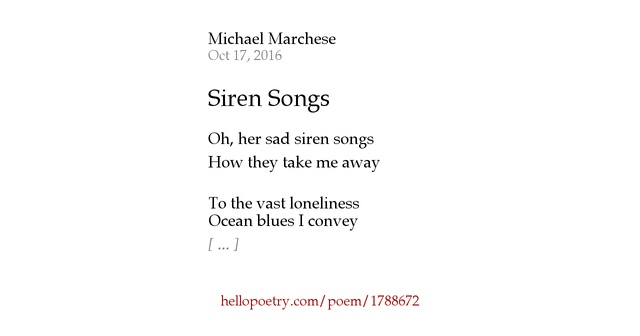 Siren Songs by Michael Marchese - Hello Poetry