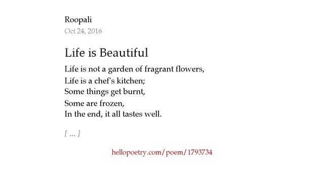 Life is Beautiful by Roopali - Hello Poetry