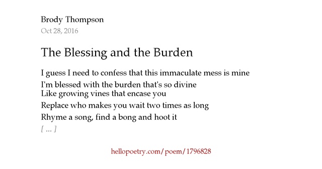 The Blessing and the Burden by Brody Thompson - Hello Poetry